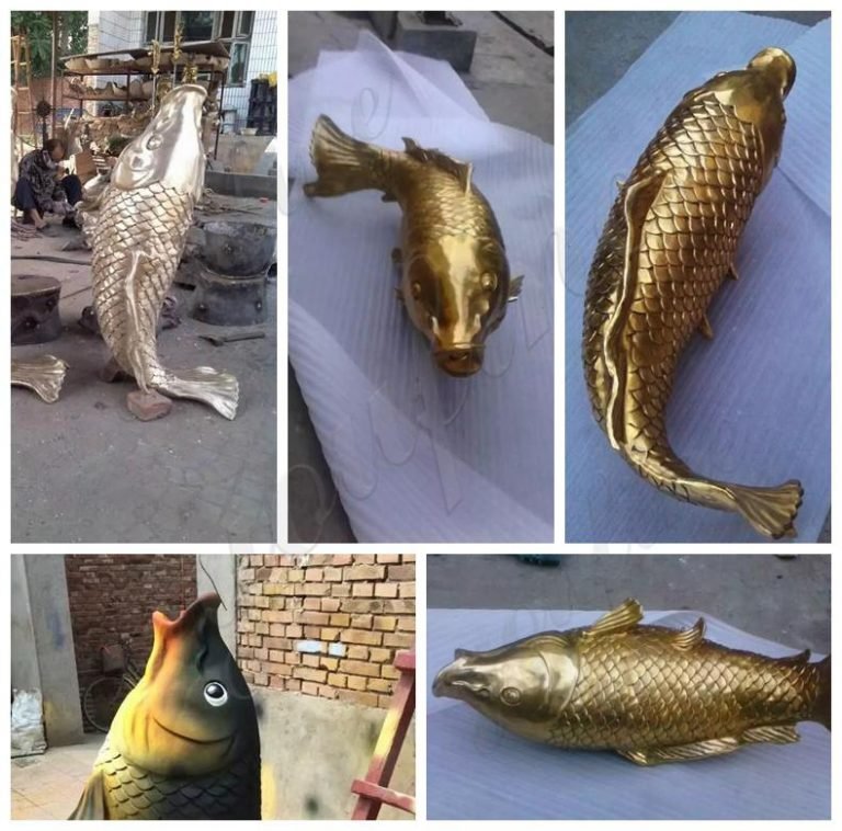 Realistic Bronze Hooked Fish Statue Garden Decor for Sale BOK1-265 ...