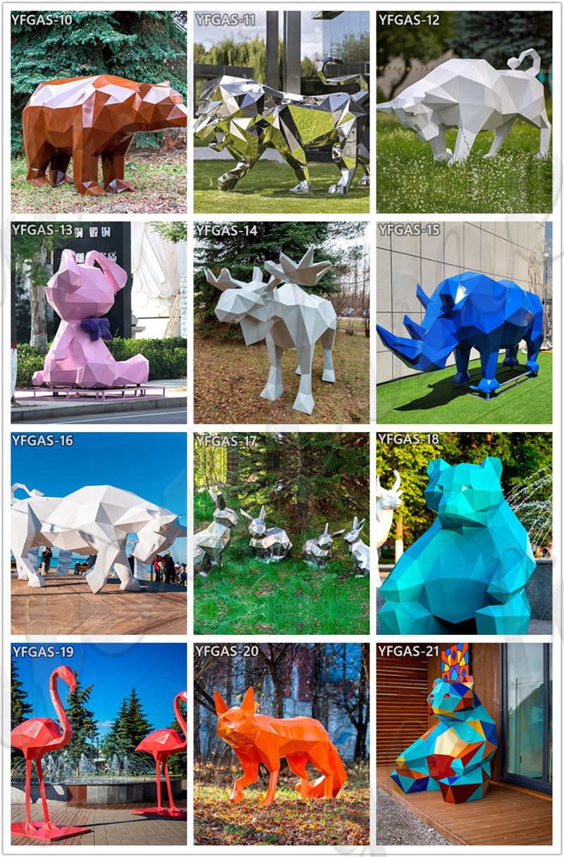 Colorful Garden Decor Geometric Bear Statue