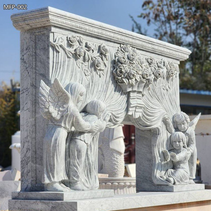 Carrara Custom Marble Fireplace Surround with Child Statues - YouFine ...