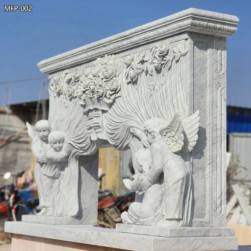 Carrara Custom Marble Fireplace Surround with Child Statues - YouFine ...