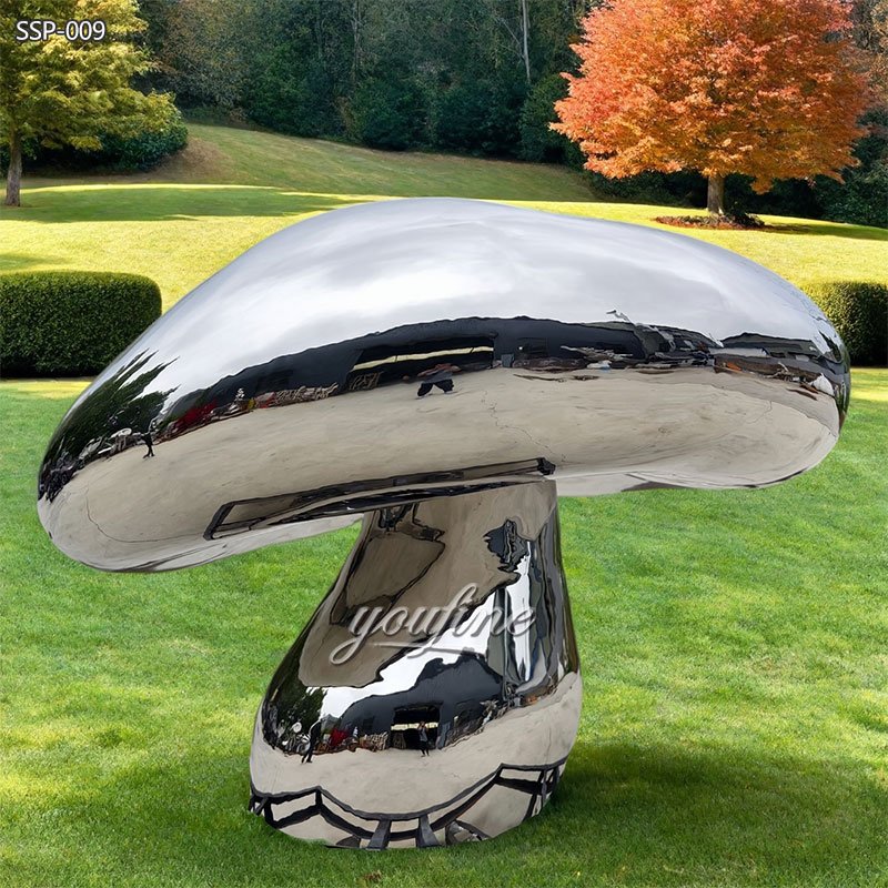 High Polished Large Metal Mushroom Sculpture